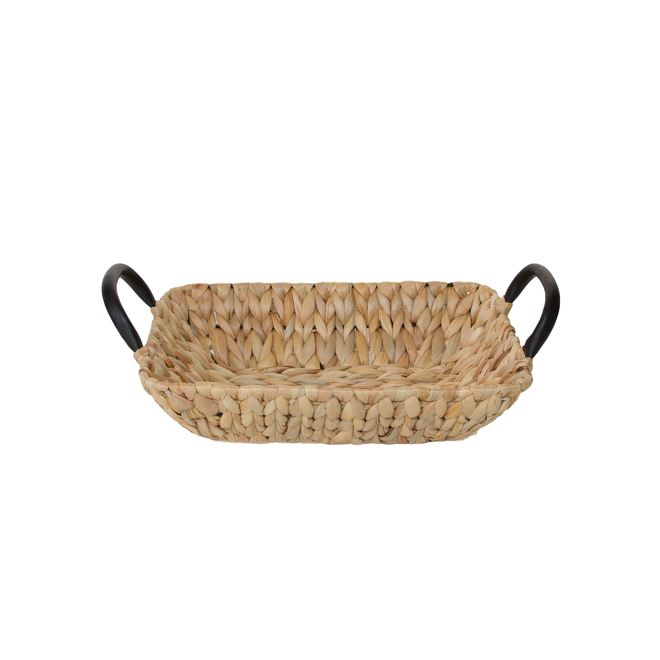 Water Hyacinth Rectangular Basket Tray with Black Handle - 3 Sizes ...