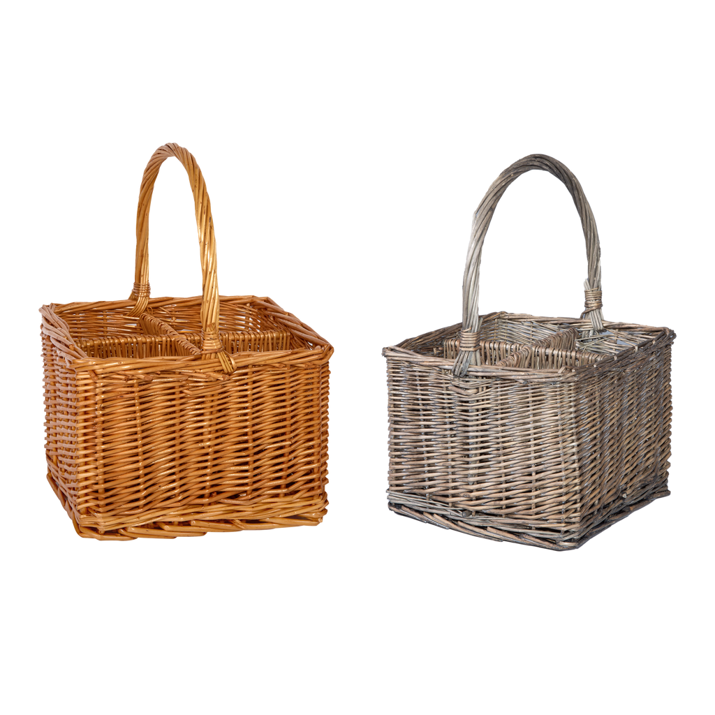 4 Bottle Wicker Wine Carrier Basket - Light Steamed / Antique Wash ...