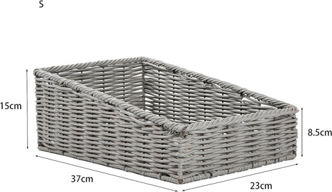 Grey Artificial Wicker Sloping Storage and Display Basket – Wickerfield