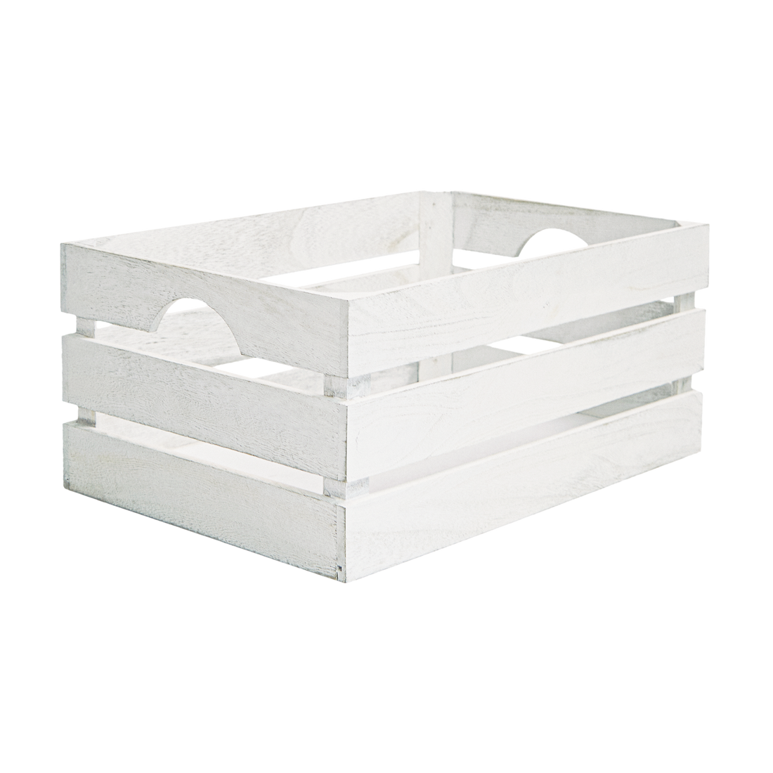 White Wash Slatted Wooden Storage Crate - 3 Sizes – Wickerfield