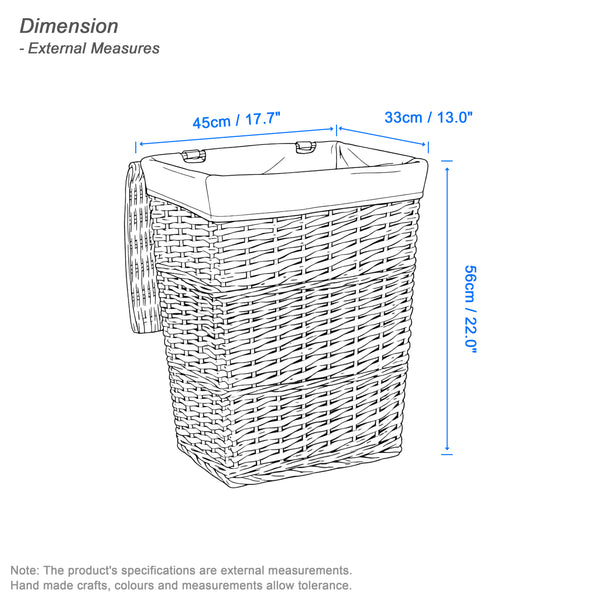 Grey Wash Tapered Wicker Laundry Basket with Lining – Wickerfield