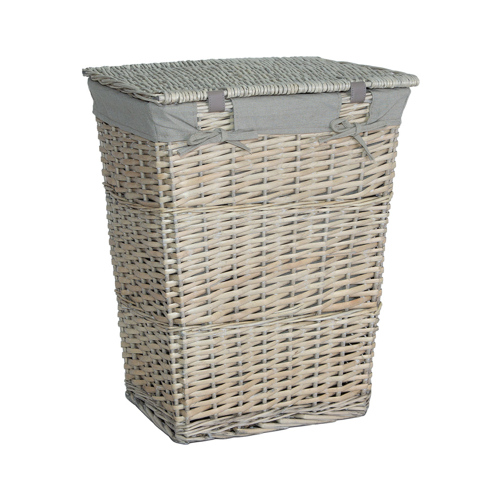 Grey Wash Tapered Wicker Laundry Basket with Lining – Wickerfield