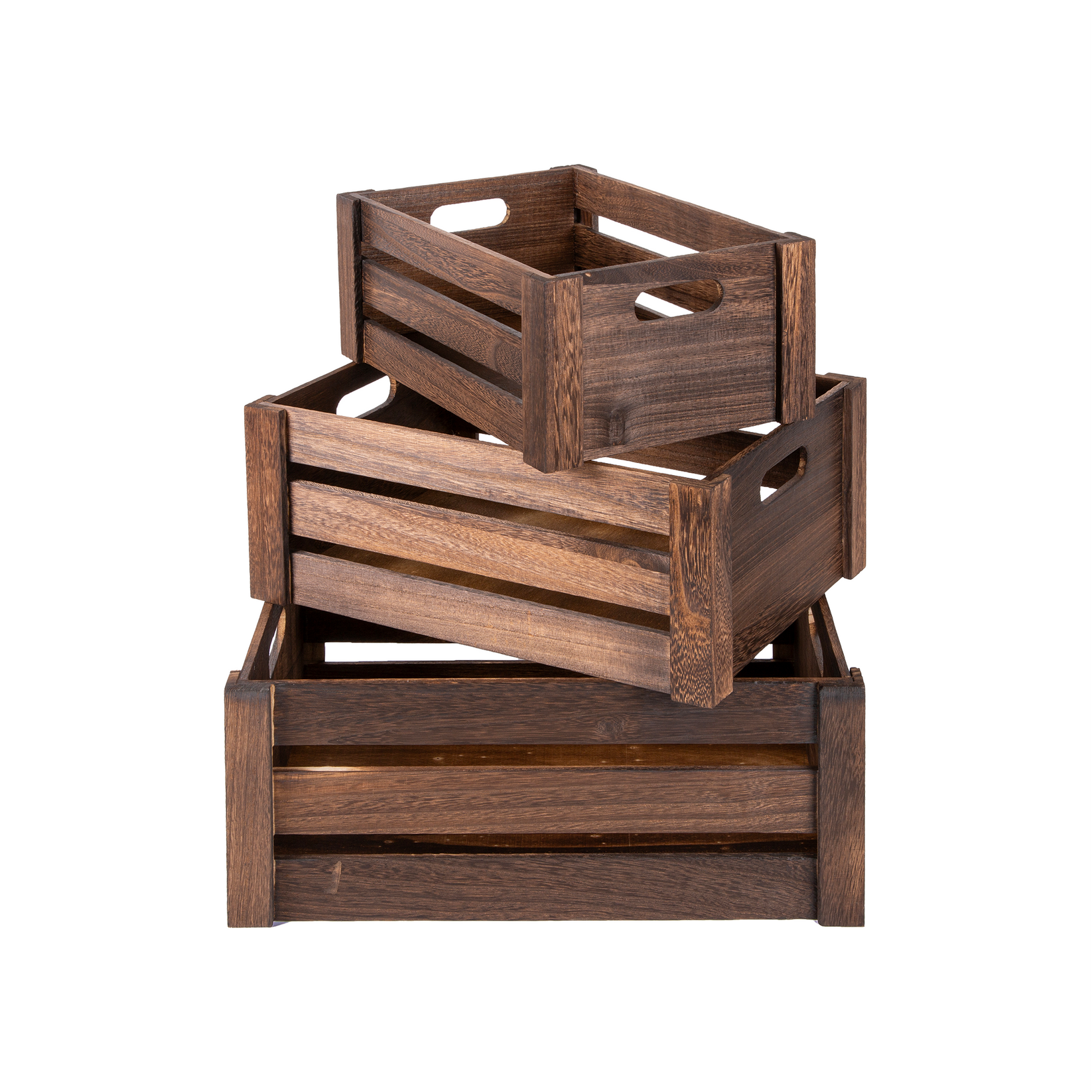 Brown Oval Cut-out Slatted Wooden Crate - 3 Sizes – Wickerfield