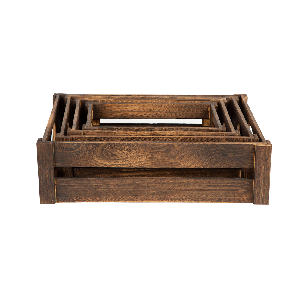 Brown Wooden Storage Crate Tray - 3 Sizes – Wickerfield