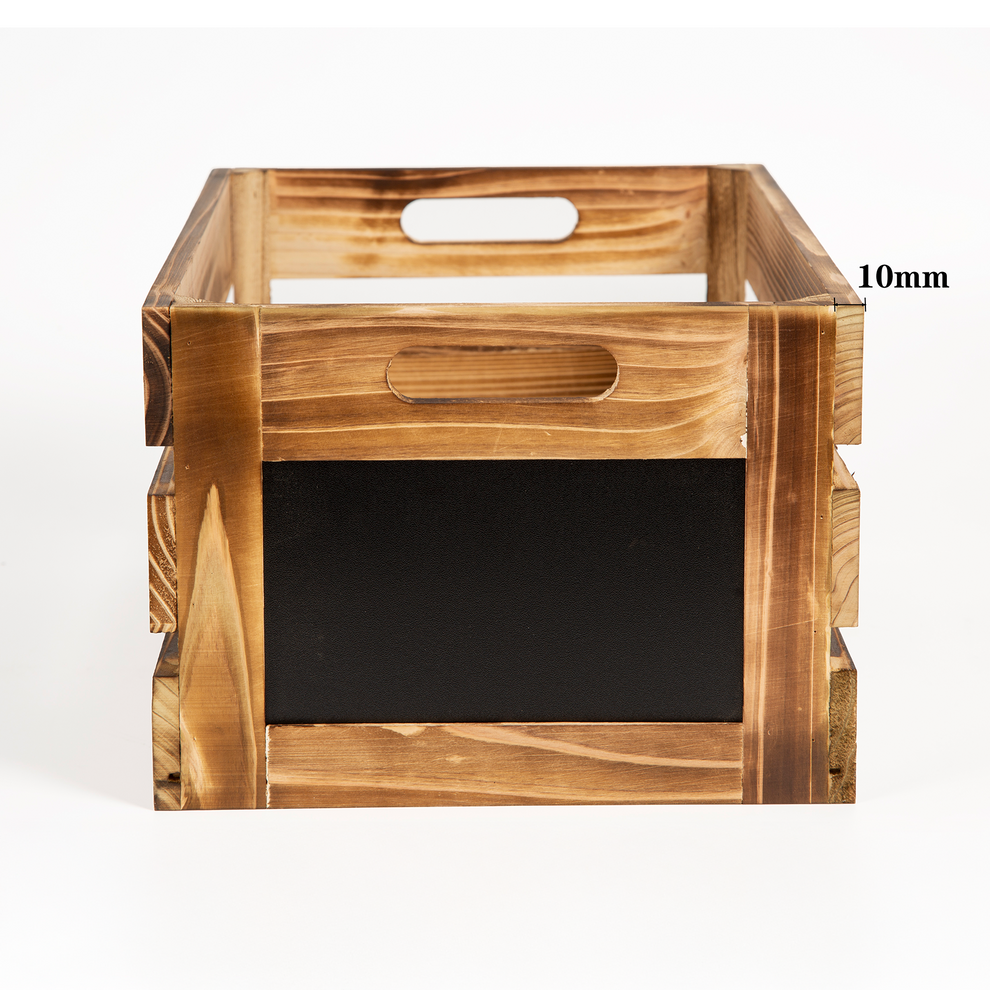 Burnt Finish Slatted Wooden Crate with Chalkboard - 2 Sizes – Wickerfield