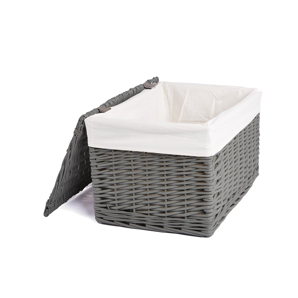Dark Grey Wicker Storage Hamper Basket with Lining – Wickerfield