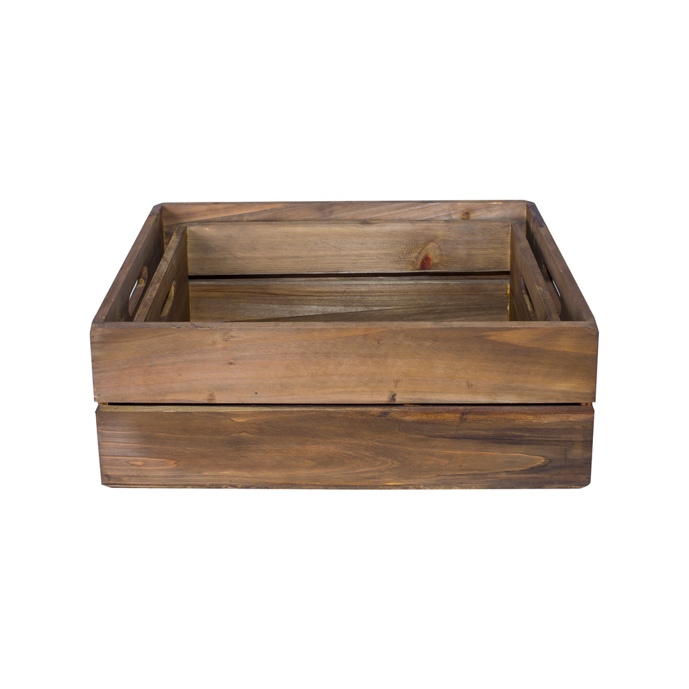 Dark Oak Effect Wooden Crate - 2 Sizes – Wickerfield