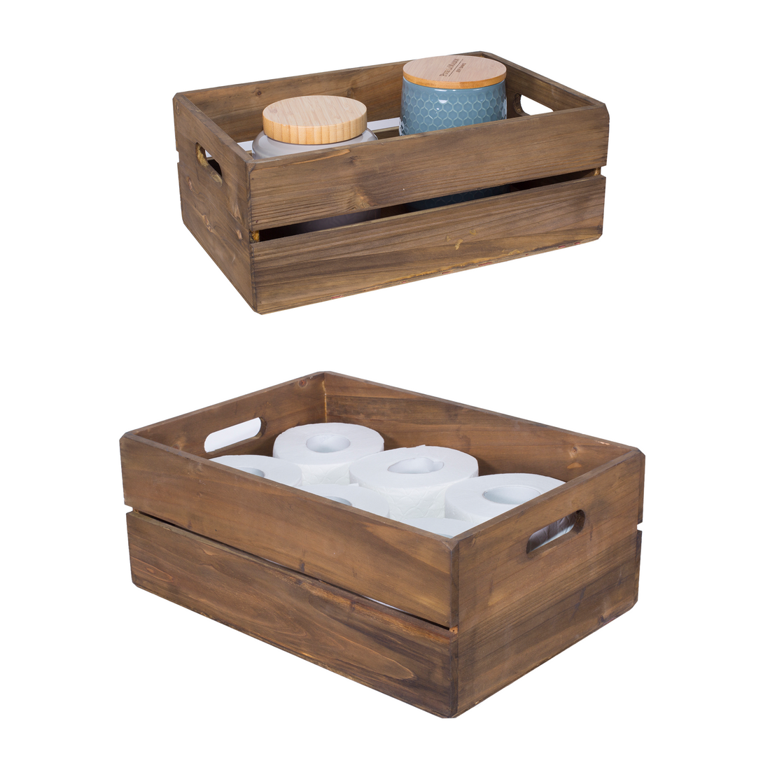 Dark Oak Effect Wooden Crate - 2 Sizes – Wickerfield