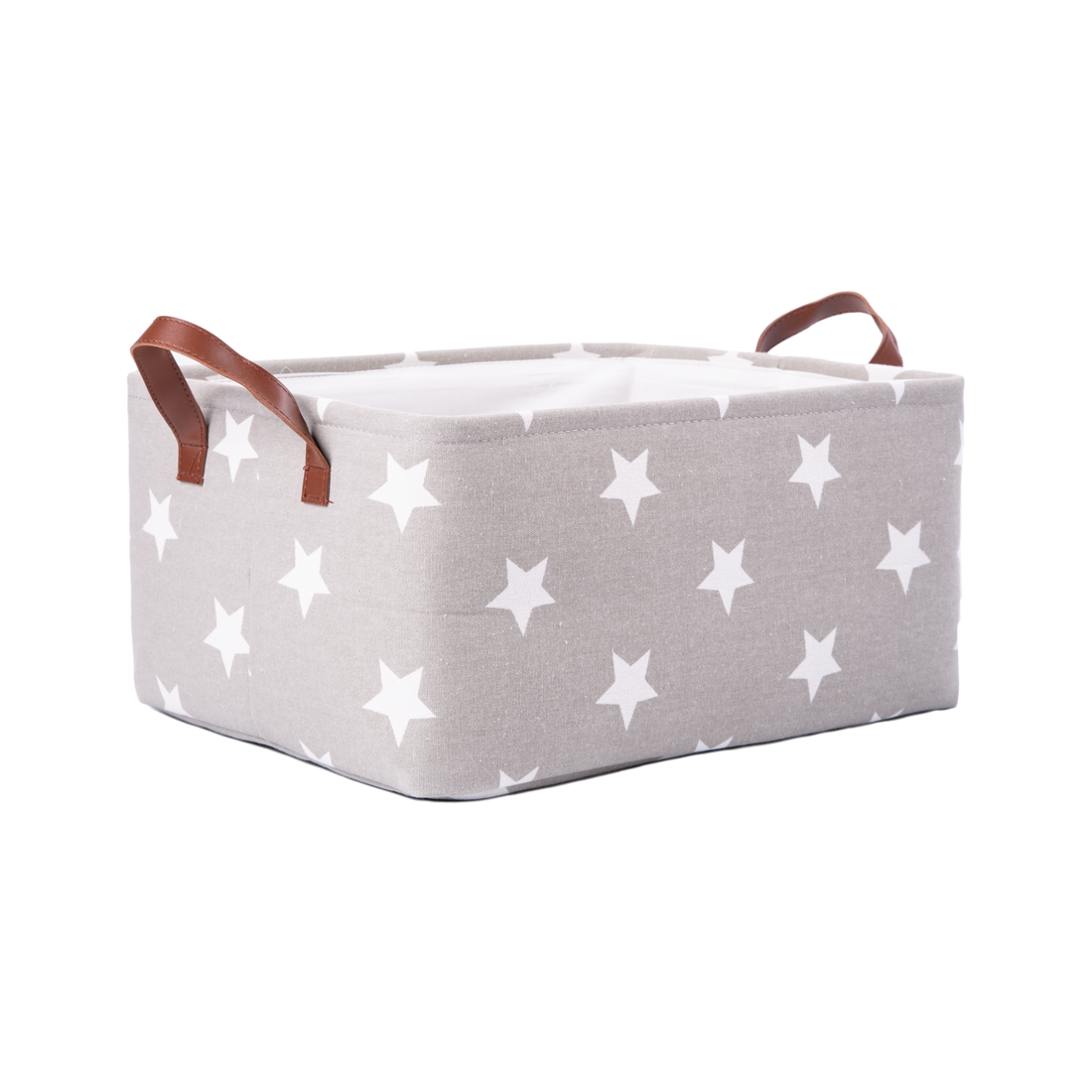 Grey Rectangular Star Pattern Storage Basket – Wickerfield