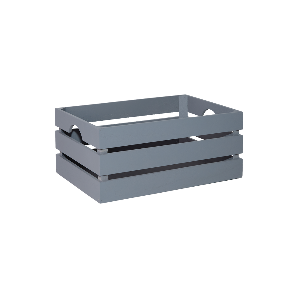 Grey Slatted Wooden Storage Crate - 3 Sizes – Wickerfield