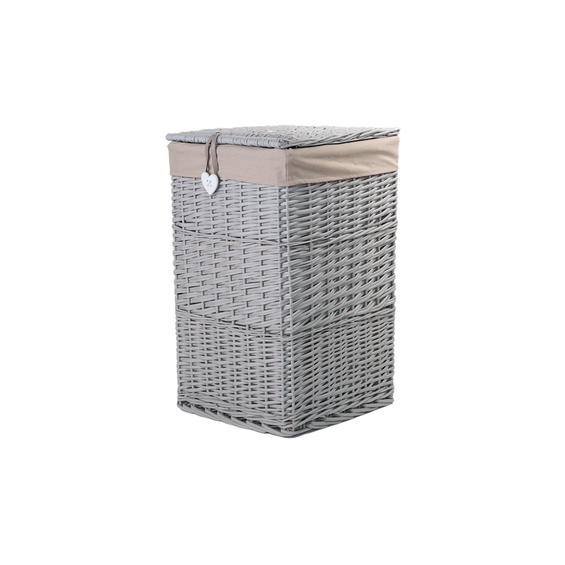 Grey Square Wicker Laundry Basket with Lining - 2 Sizes – Wickerfield