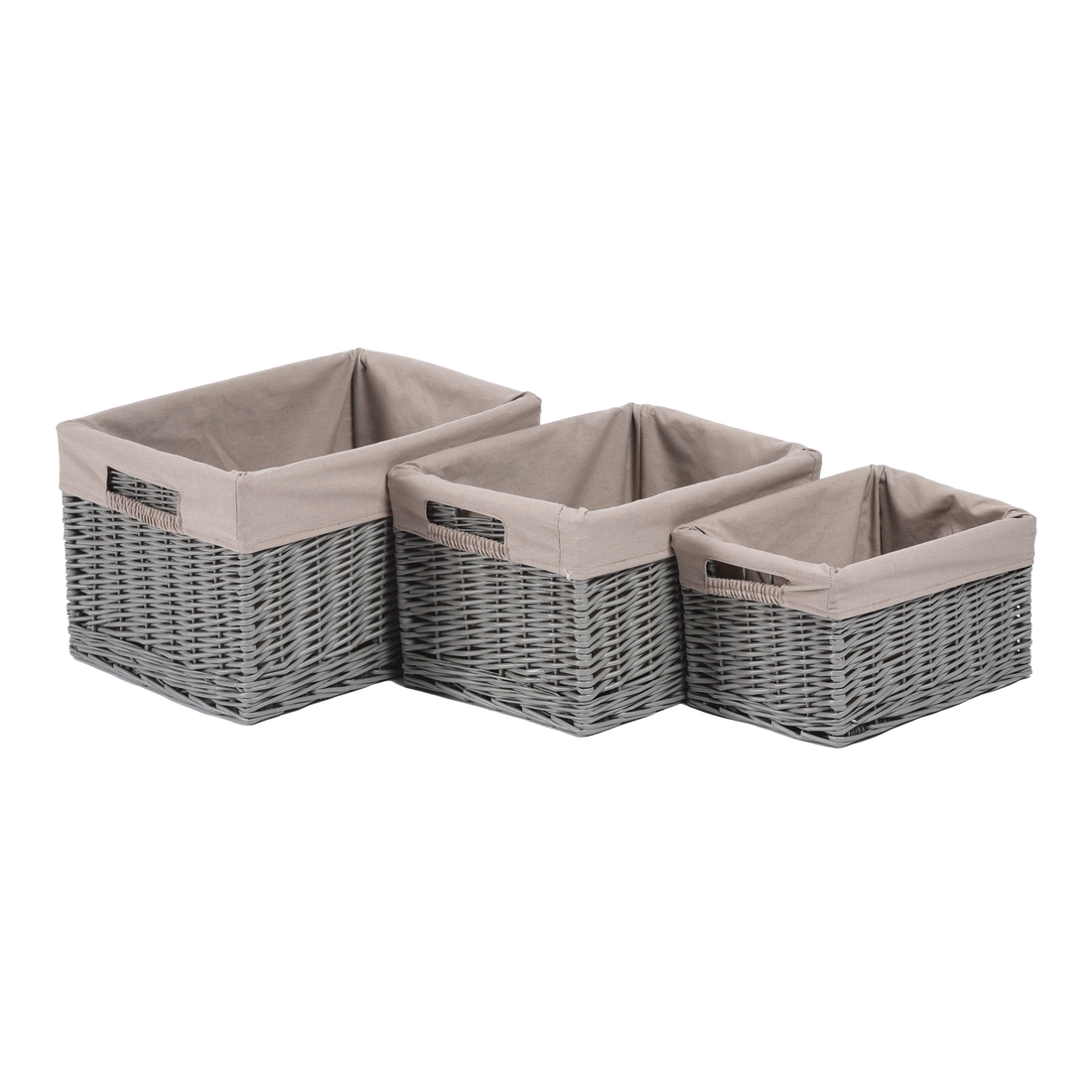 Grey Wicker Storage Basket with Lining – Wickerfield