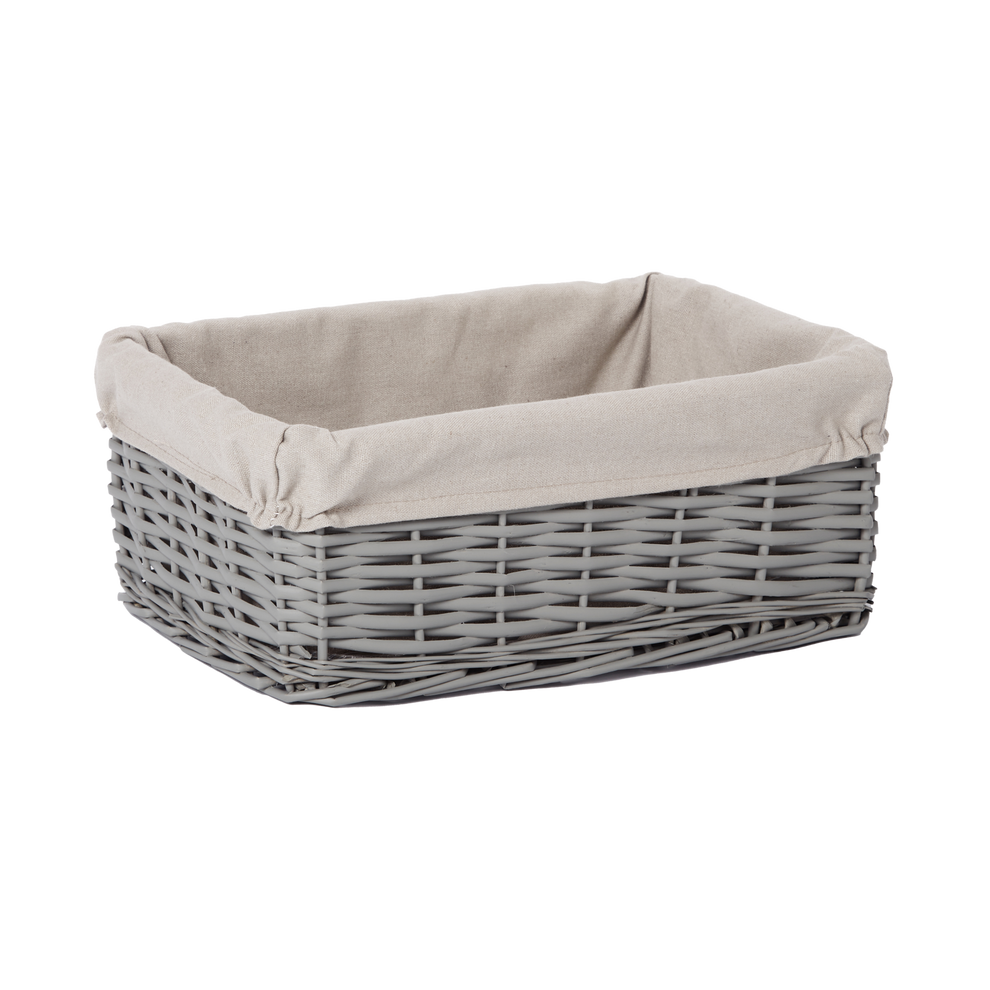 Grey Wicker Storage Basket with Lining - 4 Sizes – Wickerfield