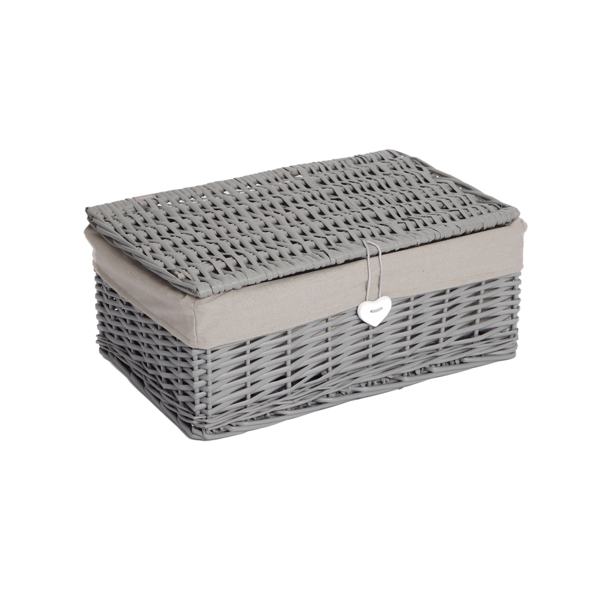 Grey Wicker Storage Hamper Basket with Lining – Short Version - 3 Size ...