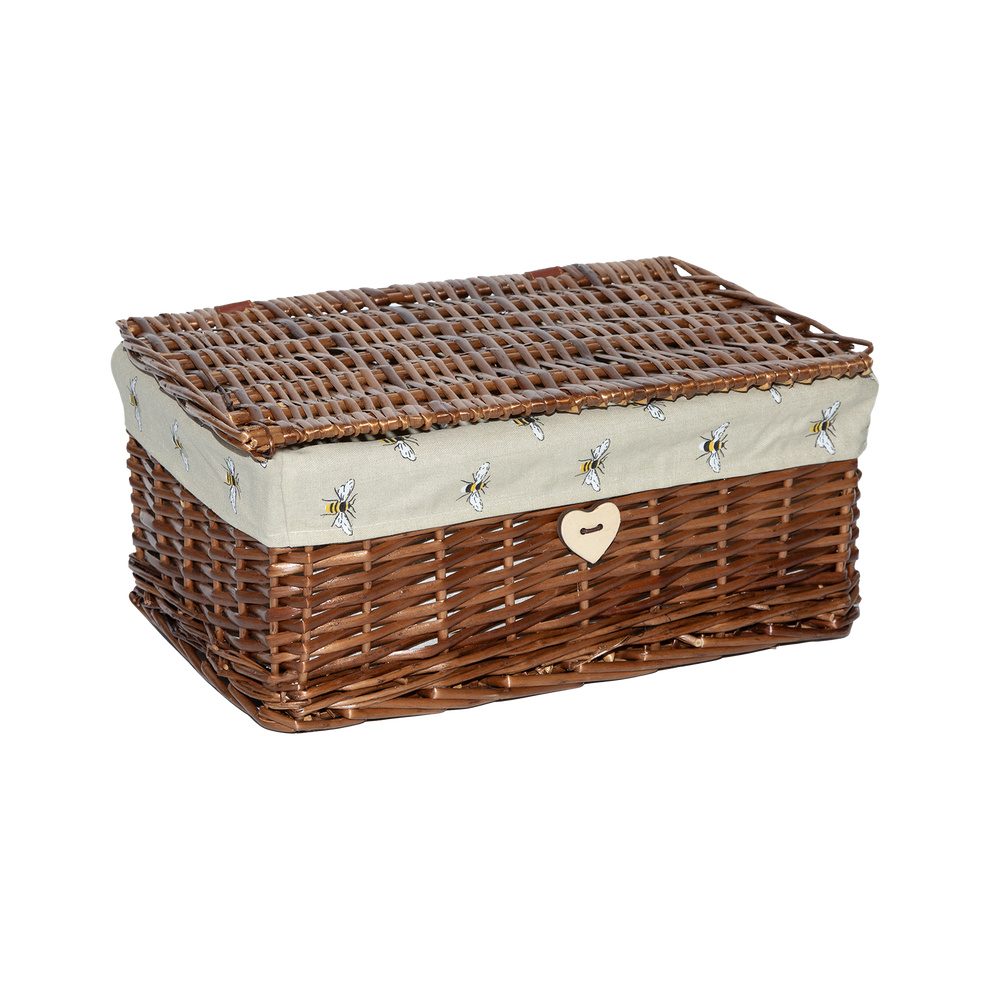Brown Wicker Storage Hamper Basket with Bee Pattern Lining – Short Ver ...