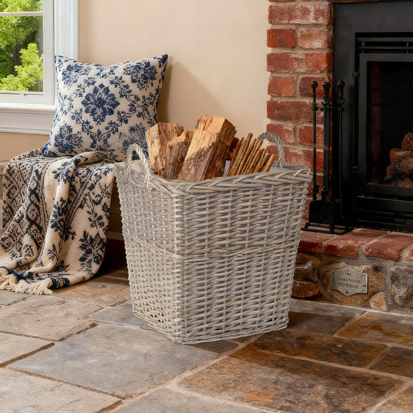 Antique Wash Square Wicker Log Basket with Lining – Wickerfield