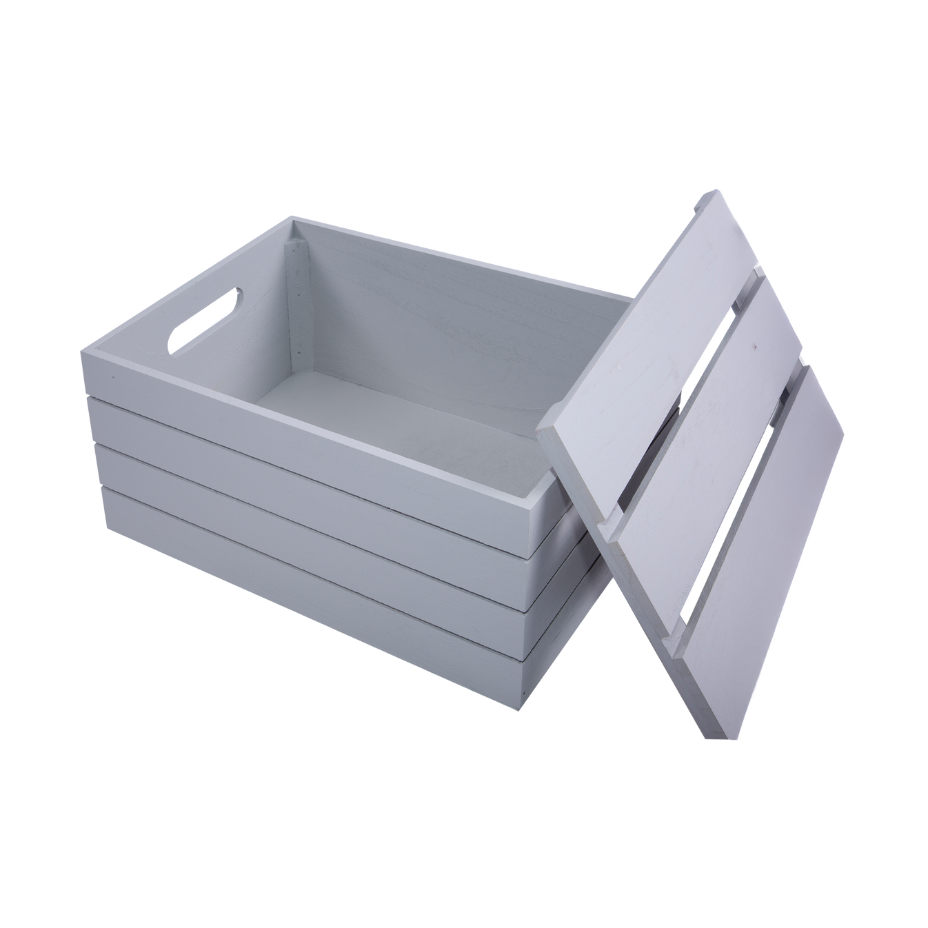Light Grey Wooden Storage Box with Lid – Wickerfield