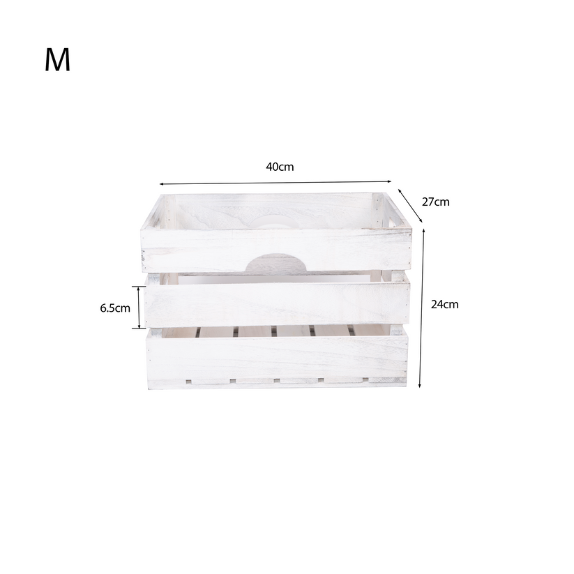 White Wash Wooden Storage Crate - 3 Sizes – Wickerfield