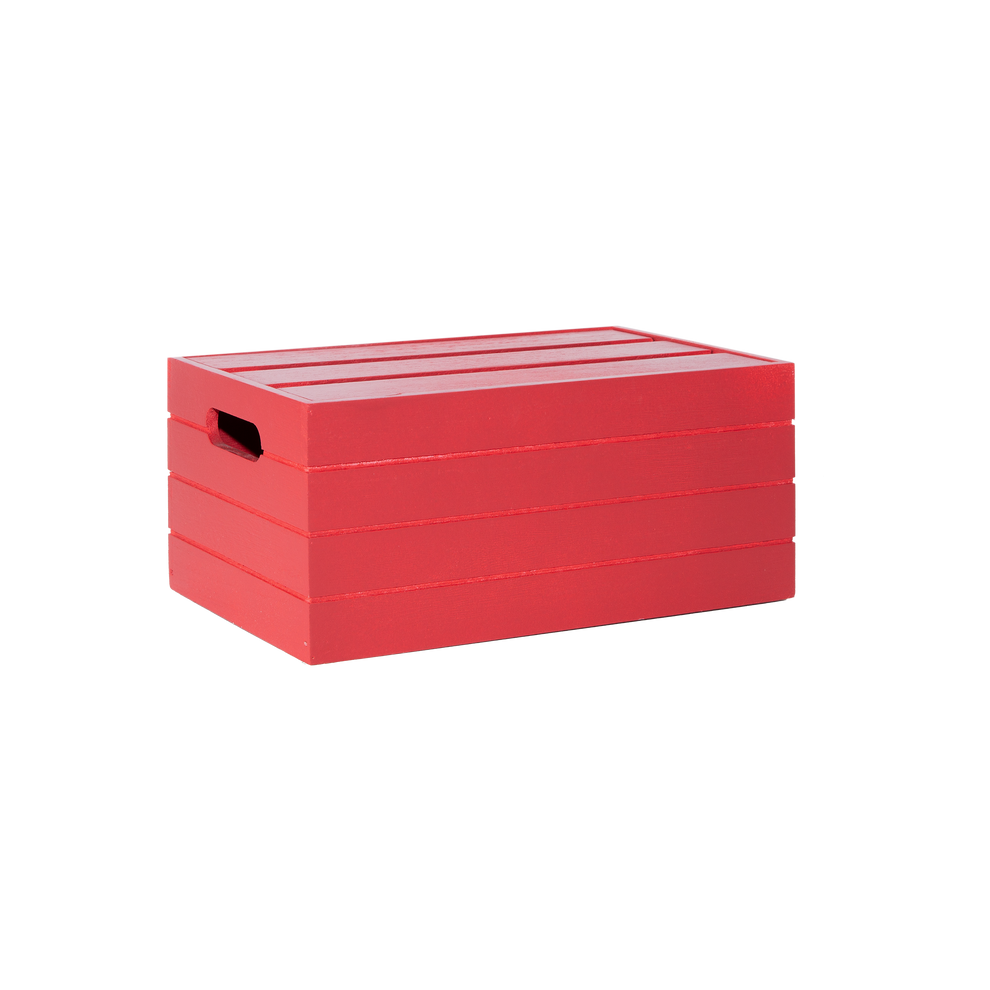Red Wooden Storage Box with Lid - 3 Sizes – Wickerfield