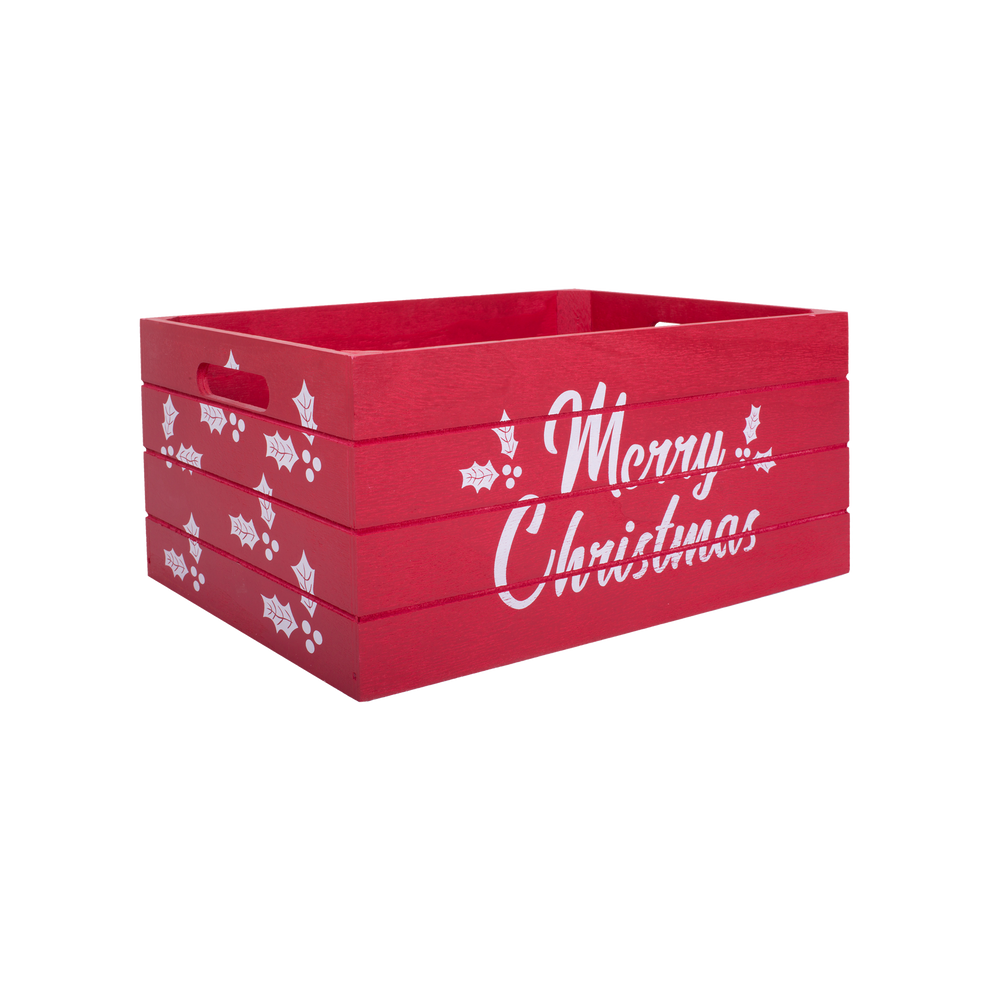Red Christmas Wooden Storage Crate – Wickerfield