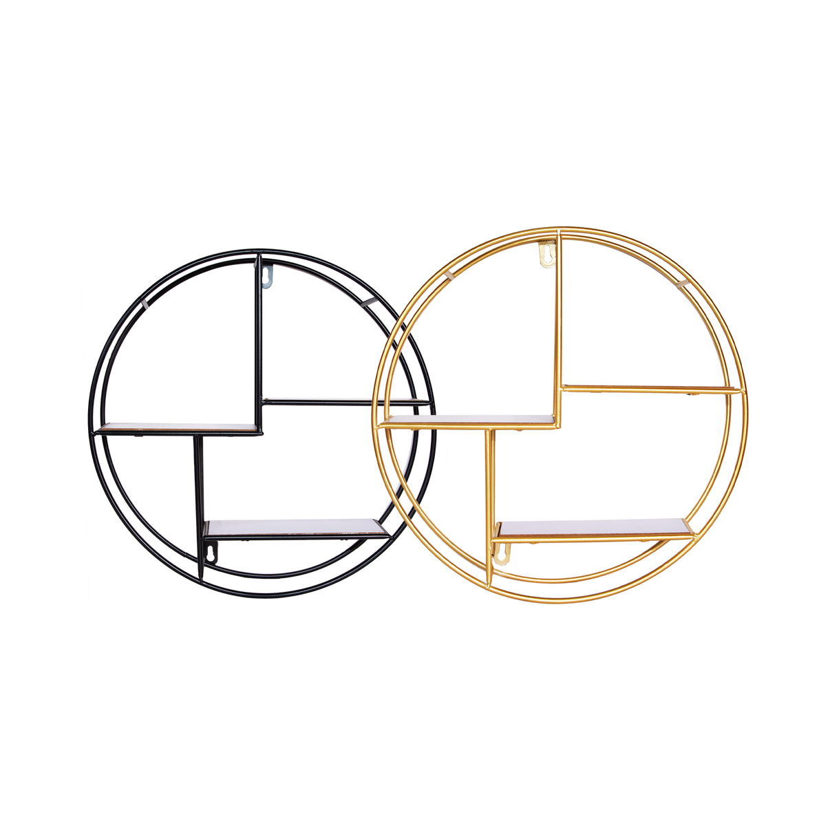 Round Metal Mounted Decorative Wall Shelves - Gold / Black – Wickerfield