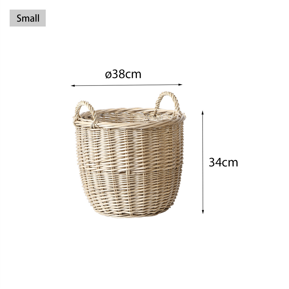 Antique Wash Round Wicker Storage Basket - 2 Sizes – Wickerfield