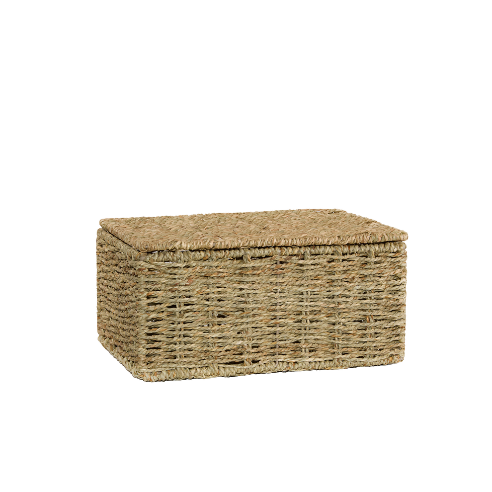 Seagrass Rectangular Lidded Storage Hamper Basket - 3 Sizes – Wickerfield