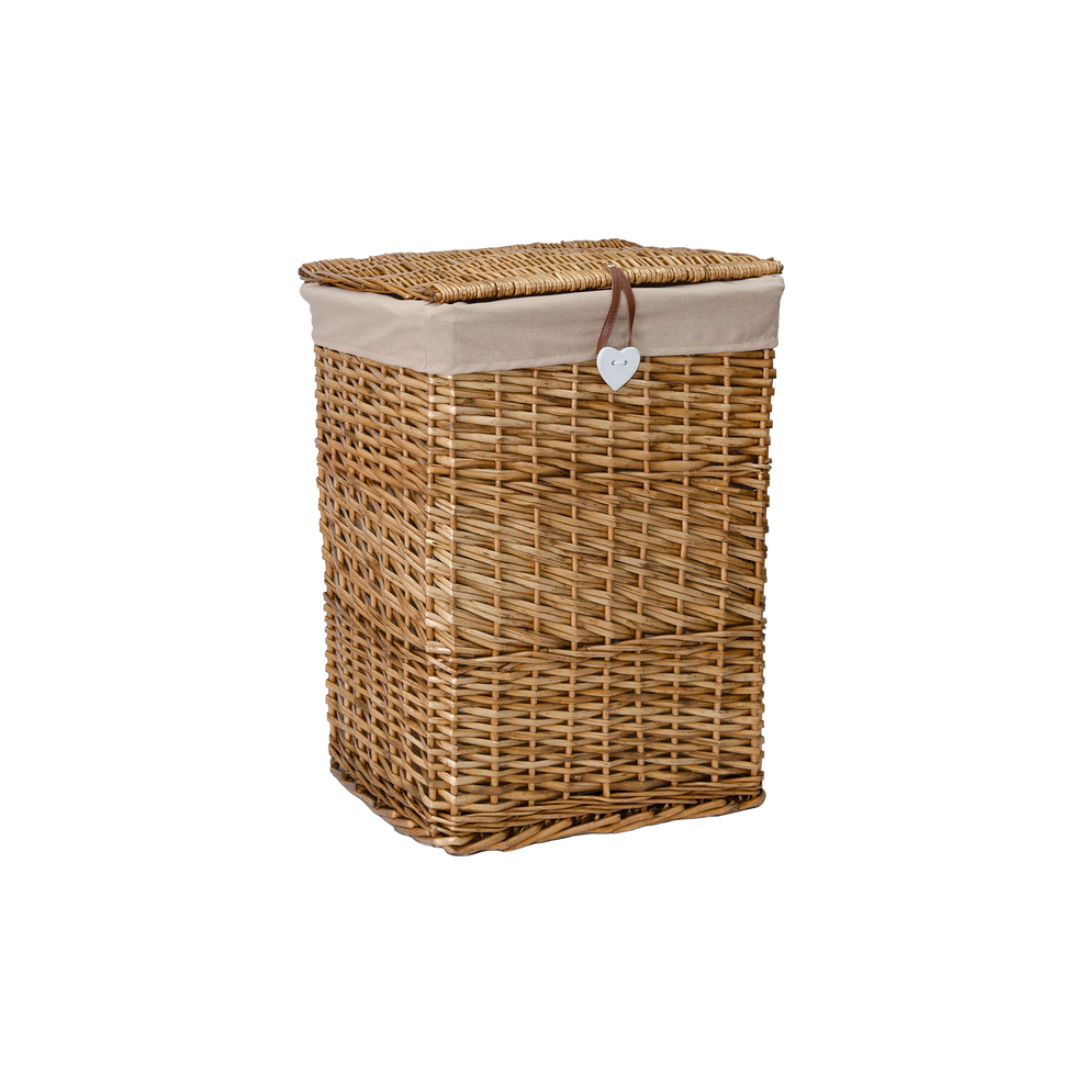 Light Steamed Rectangular Wicker Laundry Basket with Lining - 2 Sizes ...