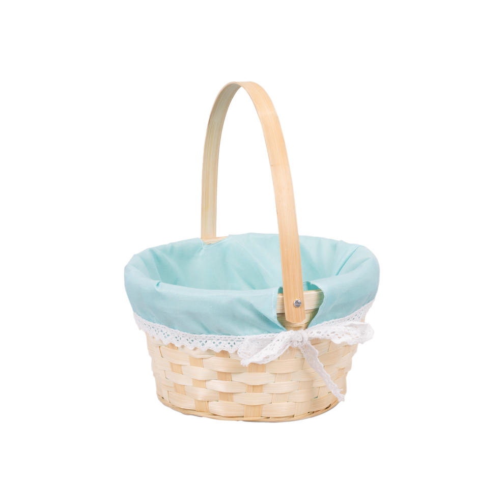 Small Bamboo Shopper Easter Basket with Blue Lining – Wickerfield