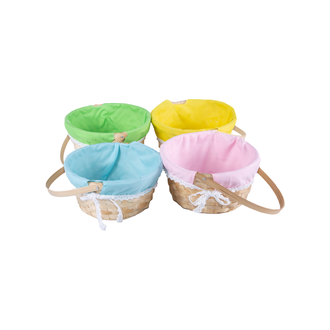 Small Bamboo Shopper Easter Basket with Pink Lining – Wickerfield