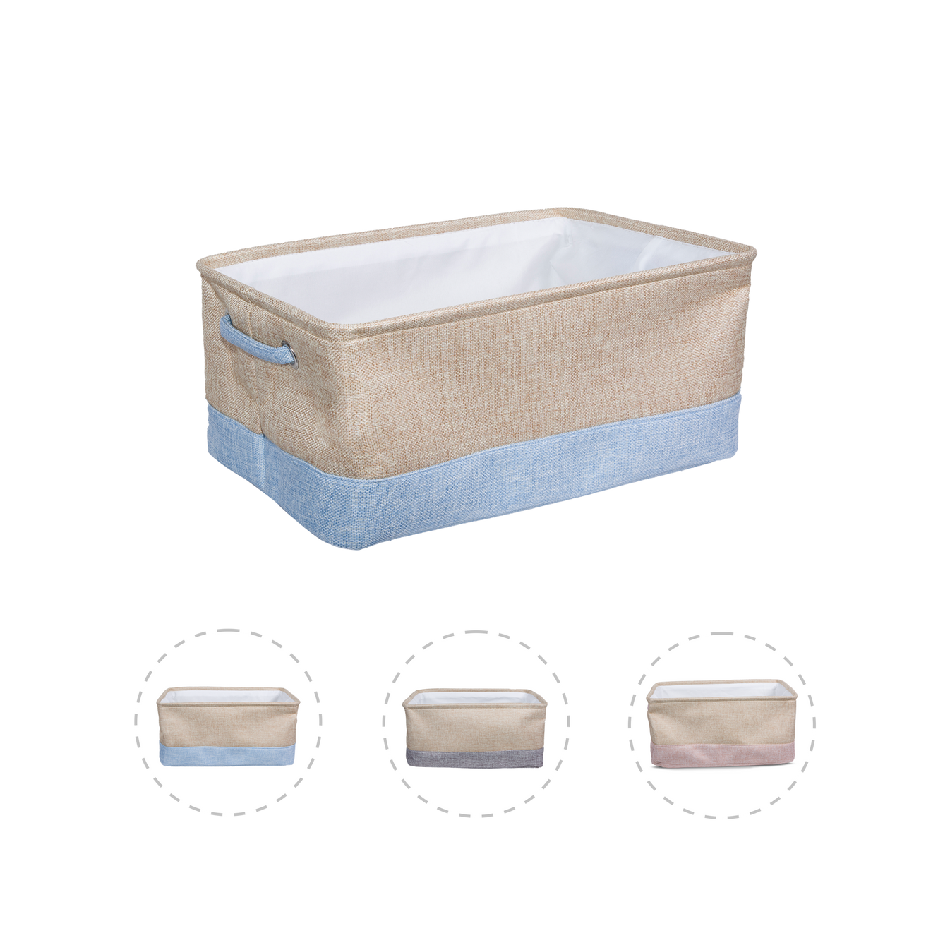 Two-Tone Fabric Storage Basket with Handle – Wickerfield