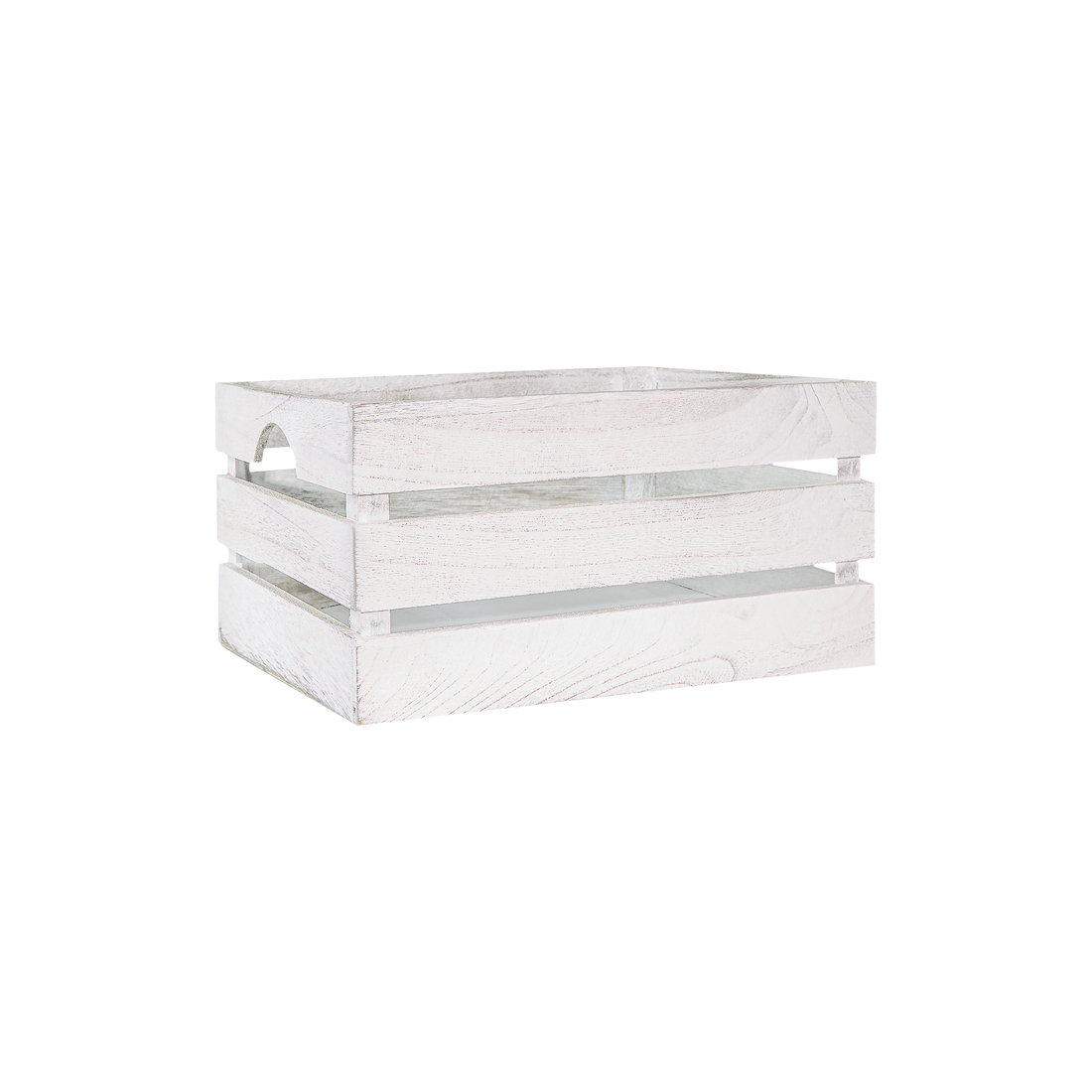 White Wash Slatted Wooden Storage Crate - 3 Sizes – Wickerfield