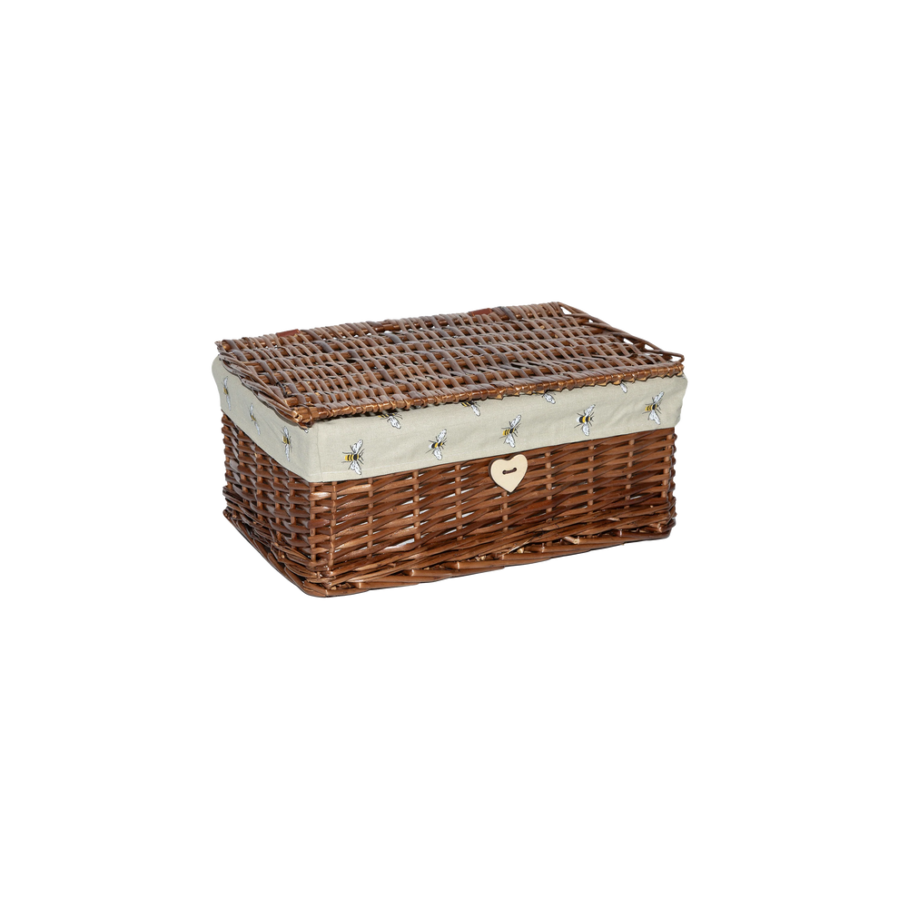 Brown Wicker Storage Hamper Basket with Bee Pattern Lining – Short Ver ...